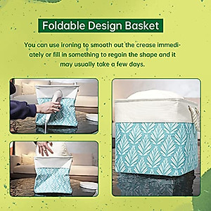 Cozyaver Storage Baskets Fabric Basket,13x13x13 inch Storage Containers for Bedroom Decor Book Shelves Organizer(Blue forest, Large 3 Pack)