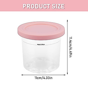 4pcs Ice Cream Containers,Freezer Storage Ice Cream Pint Containers with Silicone Lids and Spoon,Compatible with Nin-ja Nc299amz Nc300s Nc301 Series,for Homemade IceCream(yellow, green, pink, blue)