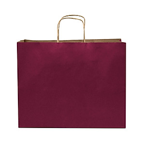 Pink Gift Bags with Handles - 16x6x12 Inch 100 Pack Large Fuchsia Kraft Paper Shopping Bags with Handles for Small Business, Retail & Boutique Use, Merchandise, Birthday & Holiday Gift Wrap, in Bulk