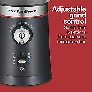Hamilton Beach 10oz Electric Coffee Grinder with Multiple Grind Settings for up to 14 Cups, Stainless Steel Blades, Black
