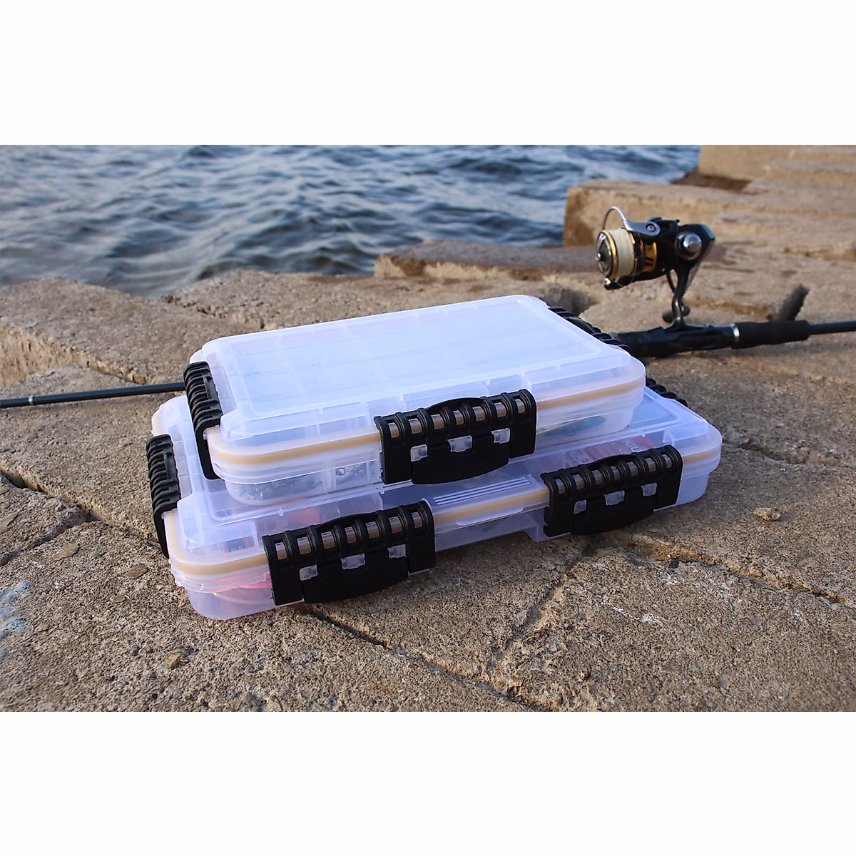 Transparent Airtight Fishing Tackle Box 3600/3700 Tackle Box Waterproof Sunscreen Fishing Tackle Storage Tackle Box Organizer Ruisheng AT (3700×2)