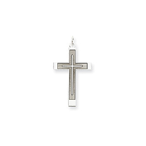 Solid 14K White Gold Cross Pendant Charm - 40mm x 22mm