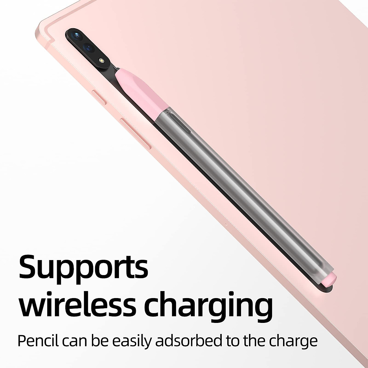 Joosko Compatible with Samsung Galaxy Tab S7/S7+/S7 FE/S8/S8+/S8 Ultra/S9/S9+/S9 Ultra Pencil Case S Pen Case, Silicone Translucent Non-Slip Cover. (Pink)