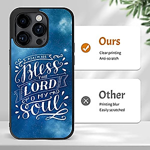 Bible Verses Quotes Phone Cases Bless God Blue Suitable for iPhone 11 12 13 14 Pro Max Plus Mini X 7 8 SE | Samsung Note 7 8 9 10 20 S21 S22 S23 Ultra Plus | Moto G Stylus | Pixel 4a 5XL 6 7 (White)