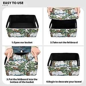 Leopards in Tropics Storage Basket Felt Storage Bin Collapsible Closet Baskets Decorative Baskets Organizer for Pet Supplies Magazine