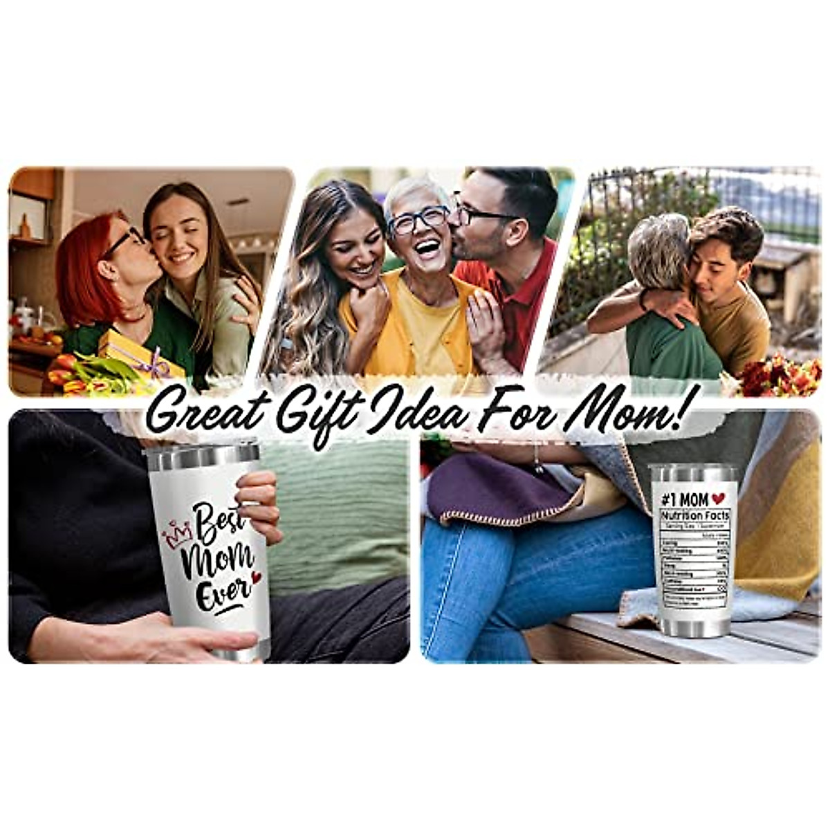 JOLOCHILL Gifts for Mom from Daughter, Son, Husband - Mom Christmas Gifts - Best Mom Ever Gifts - Unique Birthday Christmas Gifts for Mom, Wife - New Mom Gifts for Women - Mom Tumbler 20 Oz