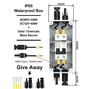 DIHOOL 20 Amp dc Circuit Breaker with Electrical pv Disconnect Box for Solar Panels, Solar Disconnect Switch Outdoor