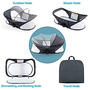 Sporary Travel Bassinet Portable Bassinet，Portable Travel Crib Infant Travel Bed with Mosquito Net and Canopy，Lightweight and Foldable
