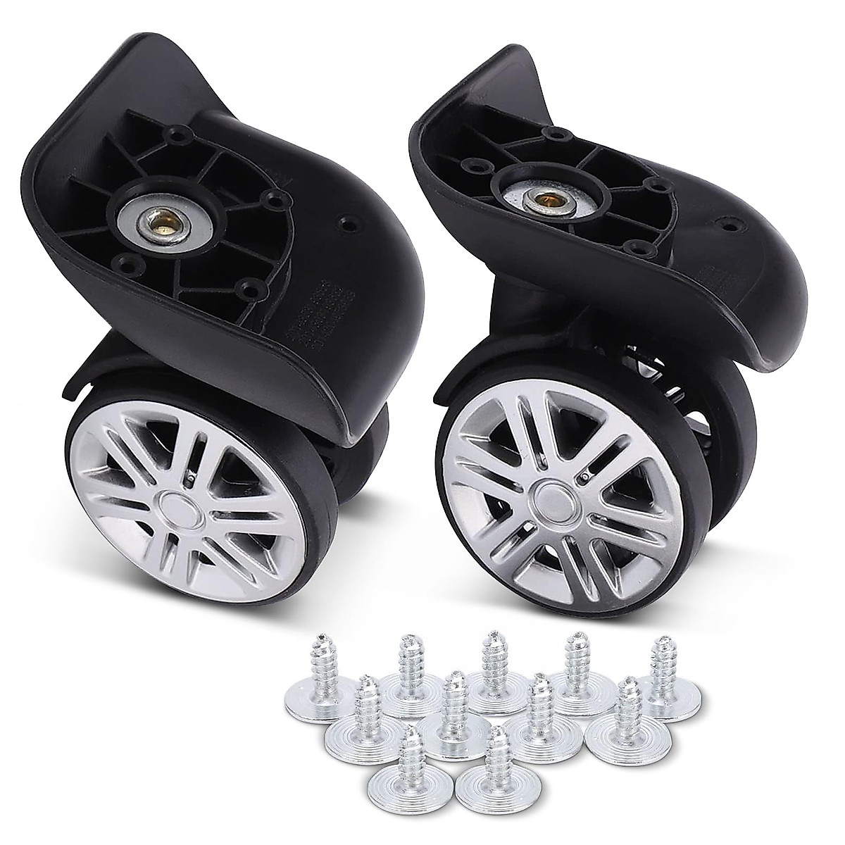 Luggage Wheels Replacement, 1 Pair Suitcase Wheels Replacement,Mute Swivel Replacement Wheels for Luggage,Spinner Luggage Replacement Wheels with 10 Screws Suitcase Accessory Wheel Width 1.2cm/0.5in