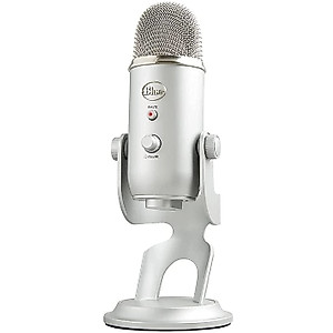 Blue Yeti USB Mic for Recording & Streaming on PC and Mac, 3 Condenser Capsules, 4 Pickup Patterns, Headphone Output and Volume Control, Mic Gain Control, Adjustable Stand - Silver (Renewed)