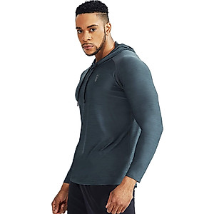 NELEUS Men's 2 Pack Dry Fit Running Shirt Long Sleeve Workout Athletic Shirts with Hoods,5071 Slate Grey,Dark Grey,US XL,EU 2XL