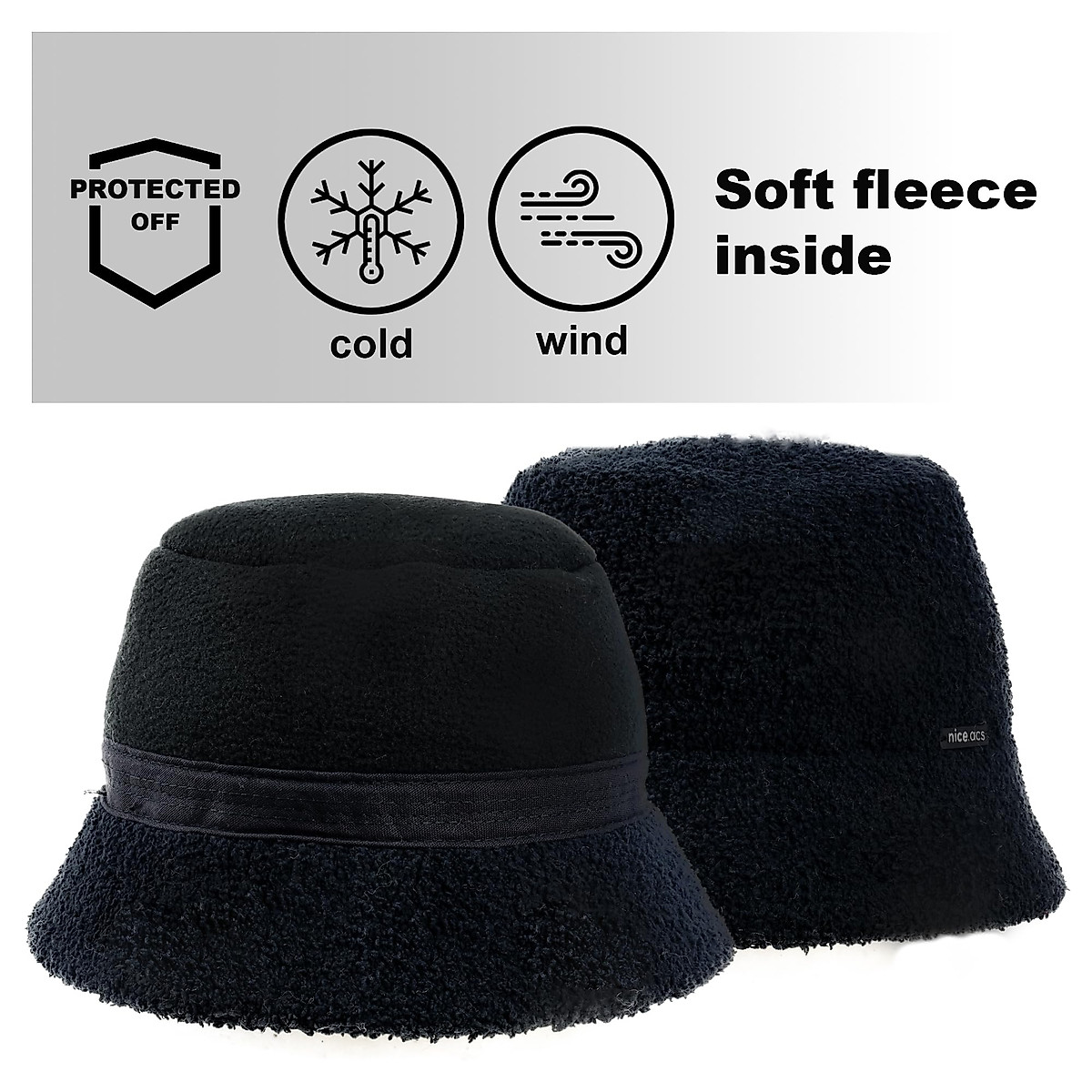 Black Fuzzy Bucket Hat for Women - Winter Faux Fur Bucket Hat - Fluffy Sherpa Bucket Hats for Women