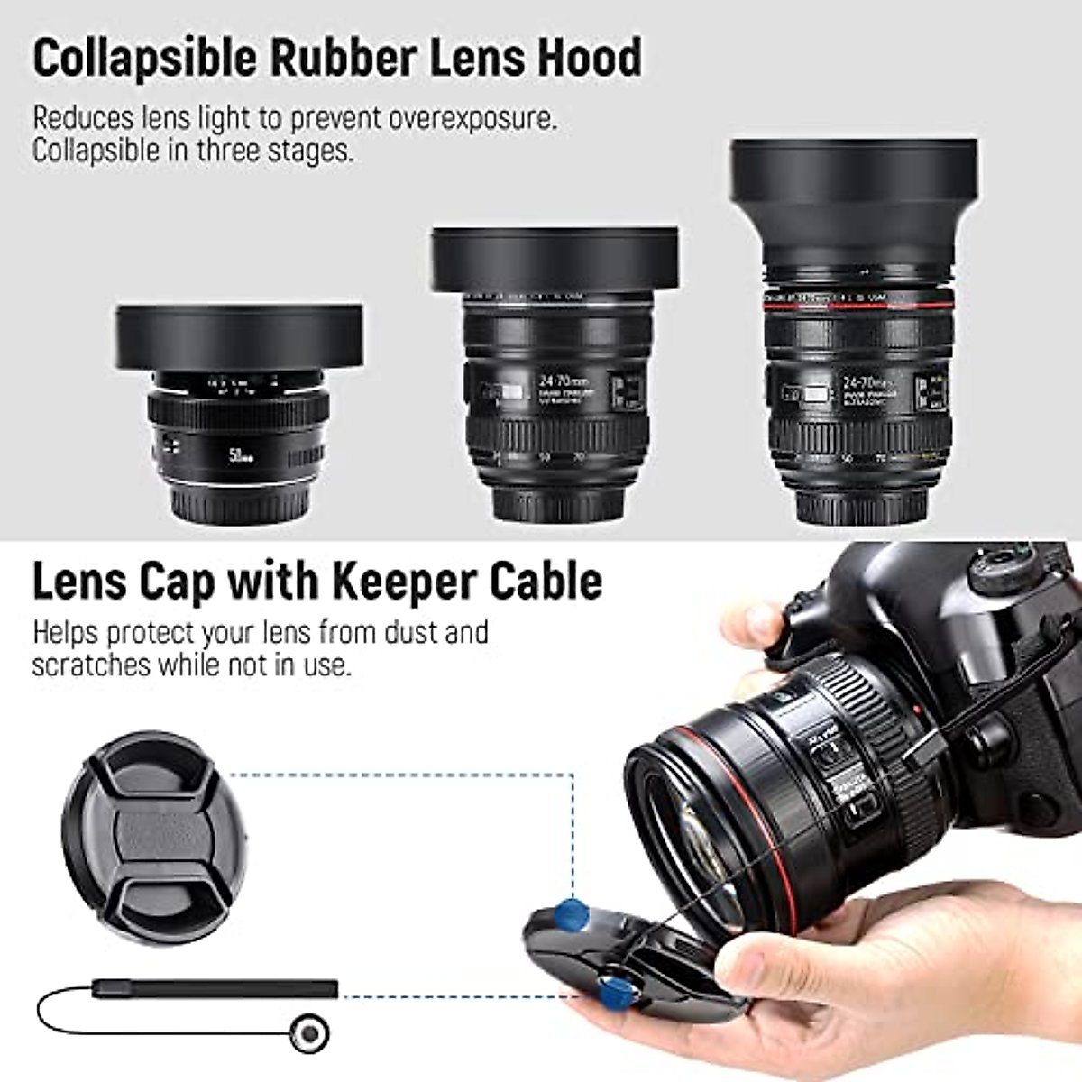 NEEWER 58mm Lens and Filter Set: Wide Angle/2.2X Telephoto Additional Lens for 18mm-85mm APS-C Lens, (+1+2+4+10) Close Up Macro/ND/UV/CPL/FLD Filters for Camera Lens with ⌀58mm Thread