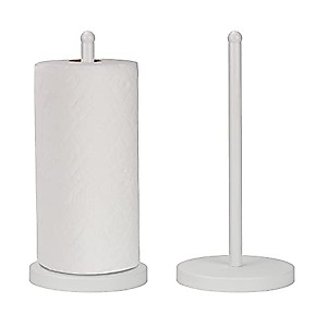 Worhe Paper Towel Holder 1 Pack Heavy Sturdy Metal for Kitchen, Dining Room, Bathroom Stand Roll Dispenser for Organizer Paper Roll Holder for Countertop Cabinet Home Decor Matte White Color (YGC019)