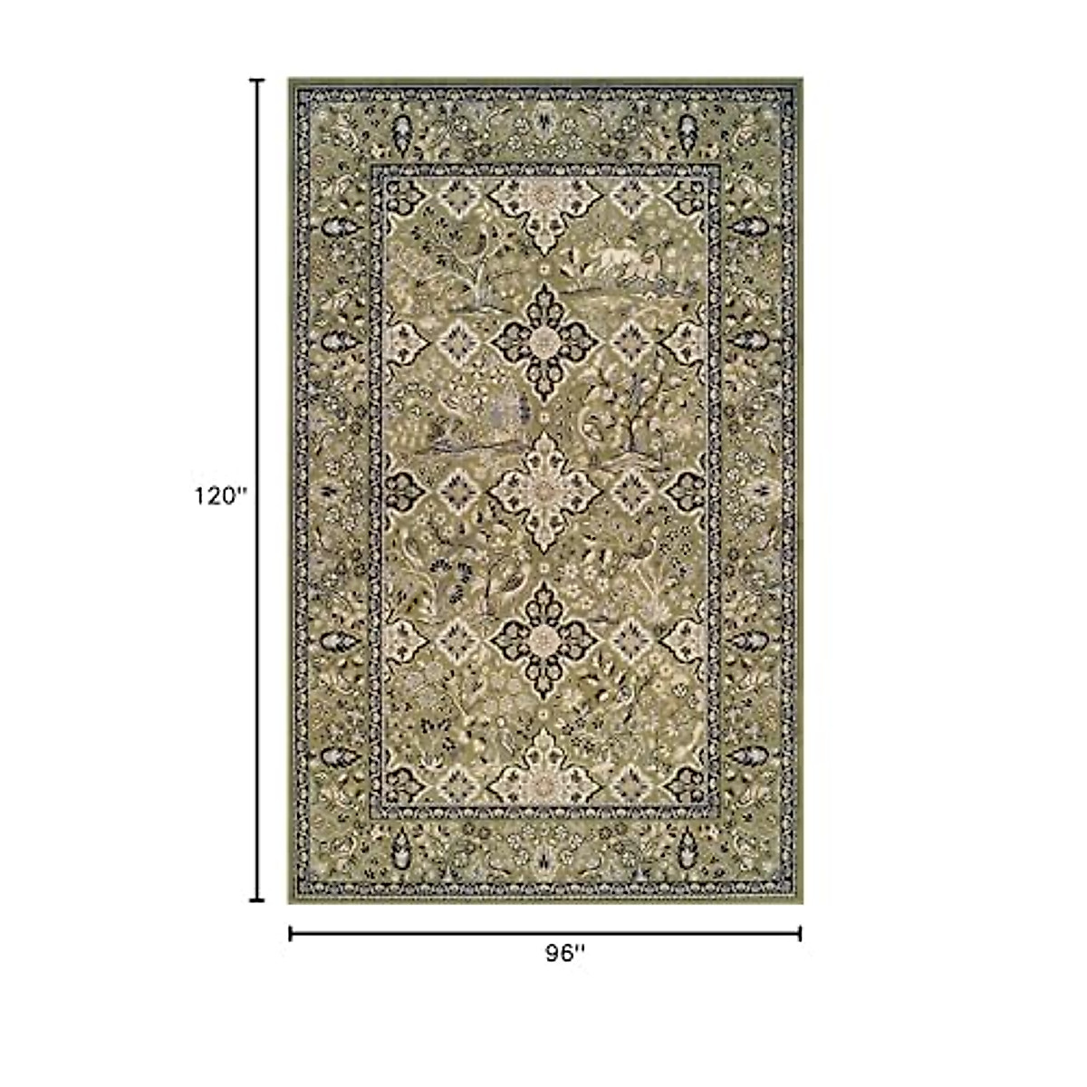 BNM Indoor Large Area Rug with Jute Backing, Traditional Geometric Floral Carpet Decor, Perfect for Living/Dining Room, Kitchen, Bedroom, Office, Hardwood, Entry, Radcliff Collection, 8' x 10'