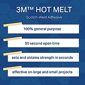 TapeCase, 3792Q-5/8-8, 3M Melt Adhesive, Scotch-Weld Glue Gun Stick, Clear, 5/8 in x 8 in, 15 Packs, 1 Count