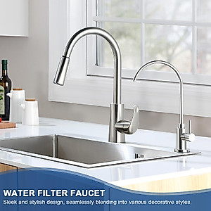 Water Filter Faucet, VMASSTONE Reverse Osmosis Faucet Fits Most RO Units or Water Filtration System in Non-Air Gap, Lead-Free Stainless Steel Drinking Water Faucet for Bar Kitchen Sink, RV (DM001 BN)
