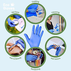 Eco Gloves Eco-friendly Biodegradable Nitrile Disposable Gloves, Powder Free, Latex Free | Food Prep, Beauty, Tattoo, Cleaning 100PCS/Box (Pack of 100, Medium)