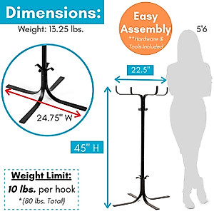 BIRDROCK HOME Outdoor Pool Towel Rack with 4 Bars & 4 Hooks | Ideal for Poolside, Hot Tub, Spa, Patio, & Indoor Use | Heavy-Duty Metal Drying Stand for Wet Bathing Suits, Towels & Accessories | 45" H