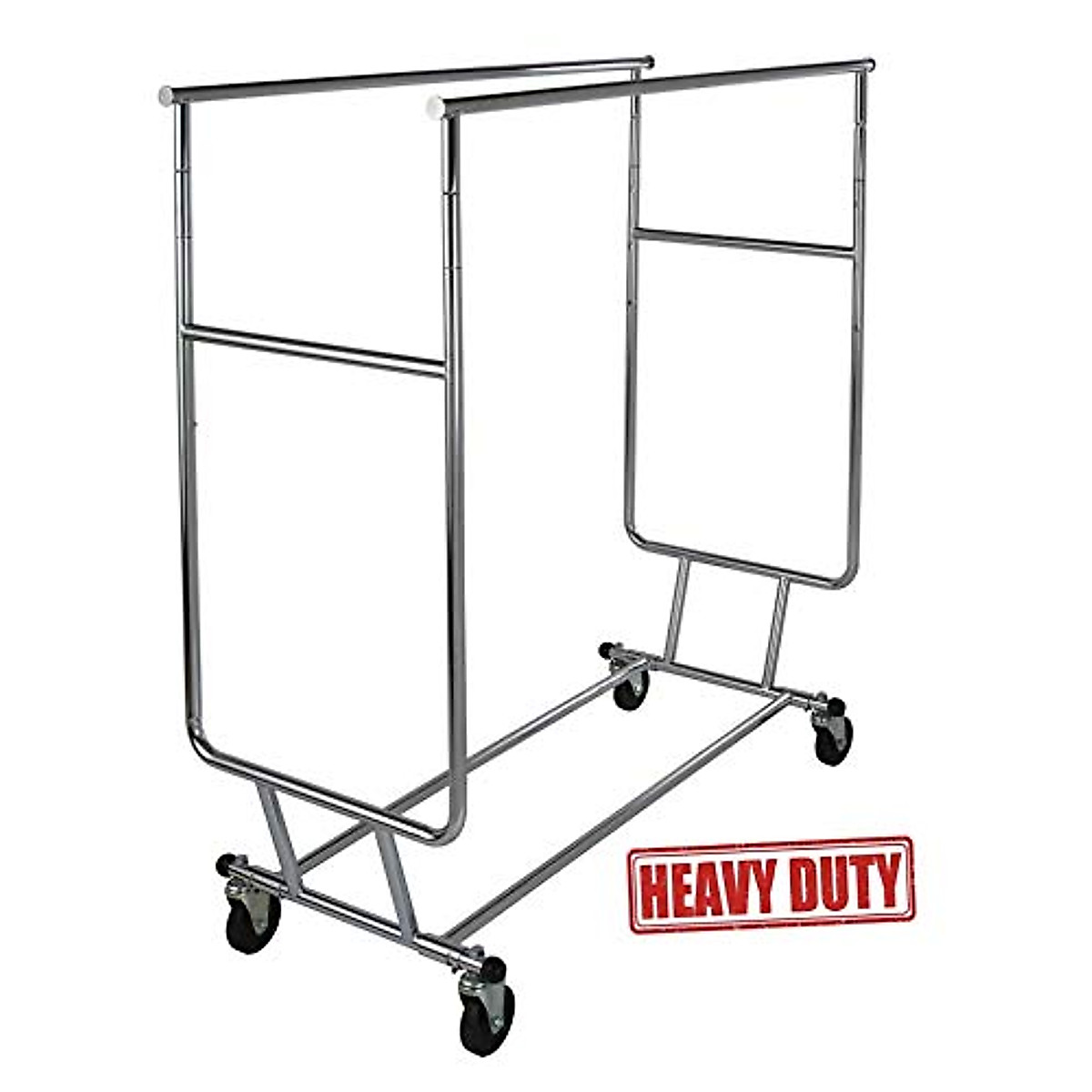 Only Garment Racks Commercial Grade Double Rail Rolling Clothing Rack, Heavy Duty - Designed with Solid"One Piece" Top Rails and Base. Heavy Gauge Steel Construction, Rack Weighs 39 Lbs.