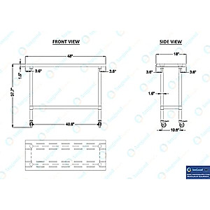 18" X 48" AmGood Stainless Steel Work Table with Wheels | Metal Mobile Table | Food Prep