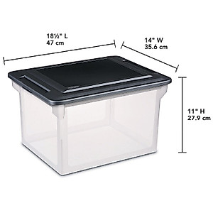 STERILITE 18689004 18.5" X 14" X 11" File Box Clear Base With Black Lid (Pack of 1)
