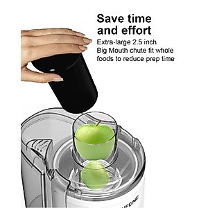 Juicer Machines, SiFENE Compact Centrifugal Juicer Extractor, Juice Maker for Vegetable and Fruit with 3-Speed Setting, Non-BPA, Easy to Clean (White)
