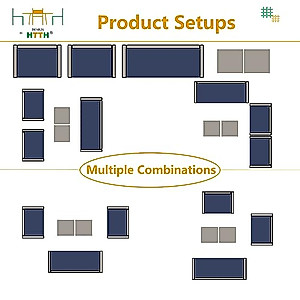 HTTH 5 Pieces Patio Furniture Sets PE Rattan Wicker Outdoor Conversation Set Patio Sectional Sets Patio Sofa Couch Set with 2 Ottomans for Porch,Balcony,Lawn (Grey-Blue)