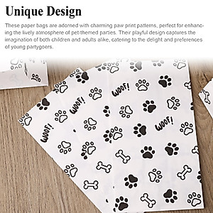 JOHOUSE Dog Paw Print Gift Paper Bags, 24PCS Paw Print Treat Bags Black White Paw Goodie Bags for Birthday Party Baby Shower Holiday Celebration 4.7"x 3.1"x 8.7"