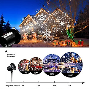 Christmas Projector Lights Outdoor - Christmas Snowflake Projector Lights with Waterproof Plug in Moving Effect Wall Mountable for Garden Ballroom, Party, Halloween, Holiday