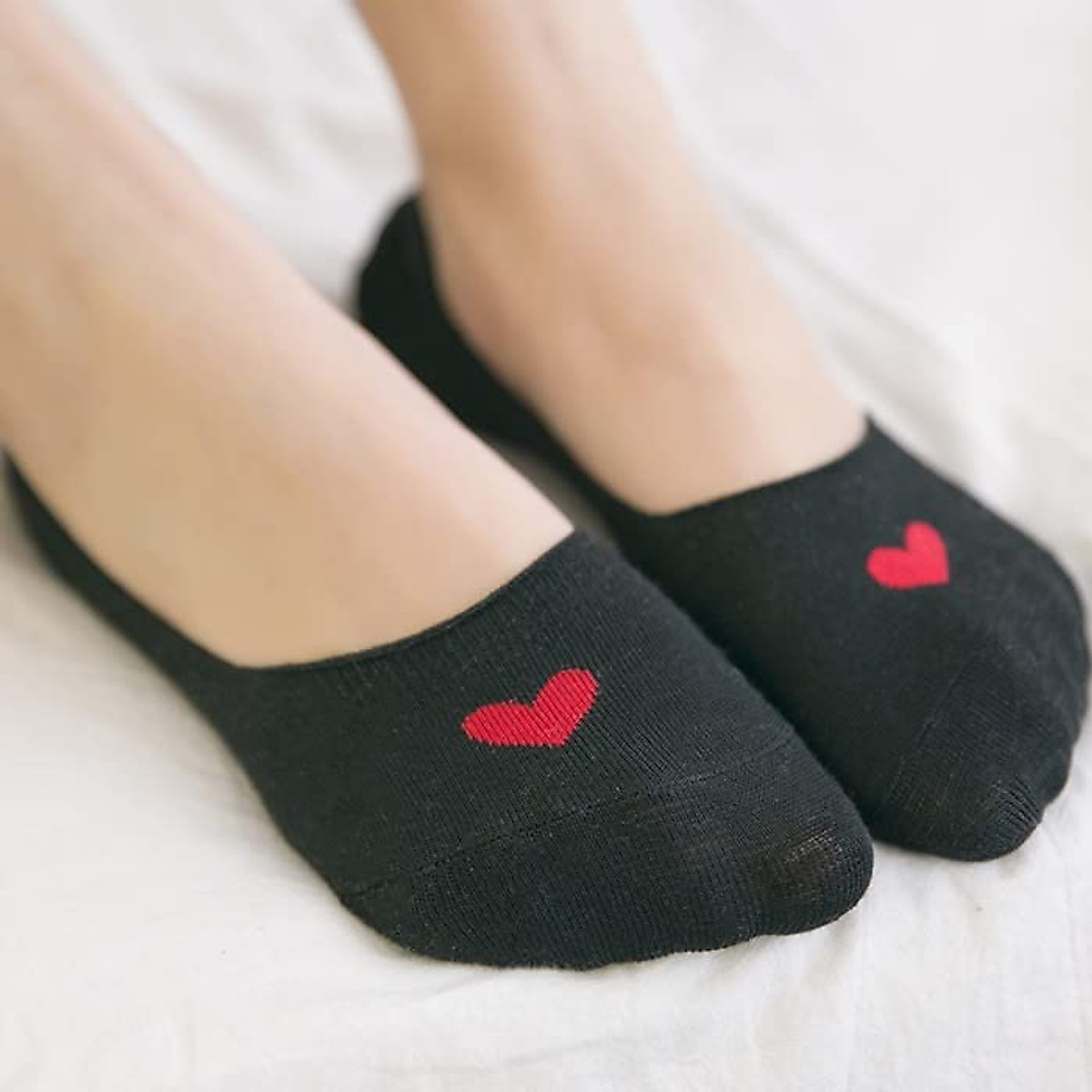 PACKO SOCKS Girls No Show Socks Kids Socks Low Cut Non-Slip kids no show socks for 6-12 Years Heart (10 Pairs)