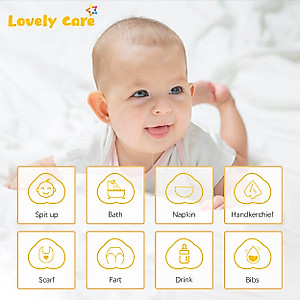 Lovely Care 12 Pack Muslin Burp Cloths 100% Cotton Muslin Cloths Large 20''x10'' Extra Soft and Absorbent Baby Burping Cloth - White