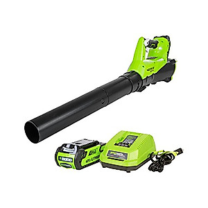 Greenworks 40V (115 MPH / 430 CFM) Brushless Cordless Axial Leaf Blower, 2.0Ah Battery and Charger Included & Greenworks 40V 2.0Ah Lithium-Ion Battery (Genuine Greenworks Battery)