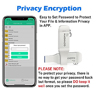 GOVNDVN MFi Certified 256GB iPhone Photo-Stick-USB-C iPhone-Flash Drive Photo-Storage-Thumb-Drive iPhone Backup Stick iPhone Memory Storage for iPhone 15/14/13/12/11 iPad Mac PC Android
