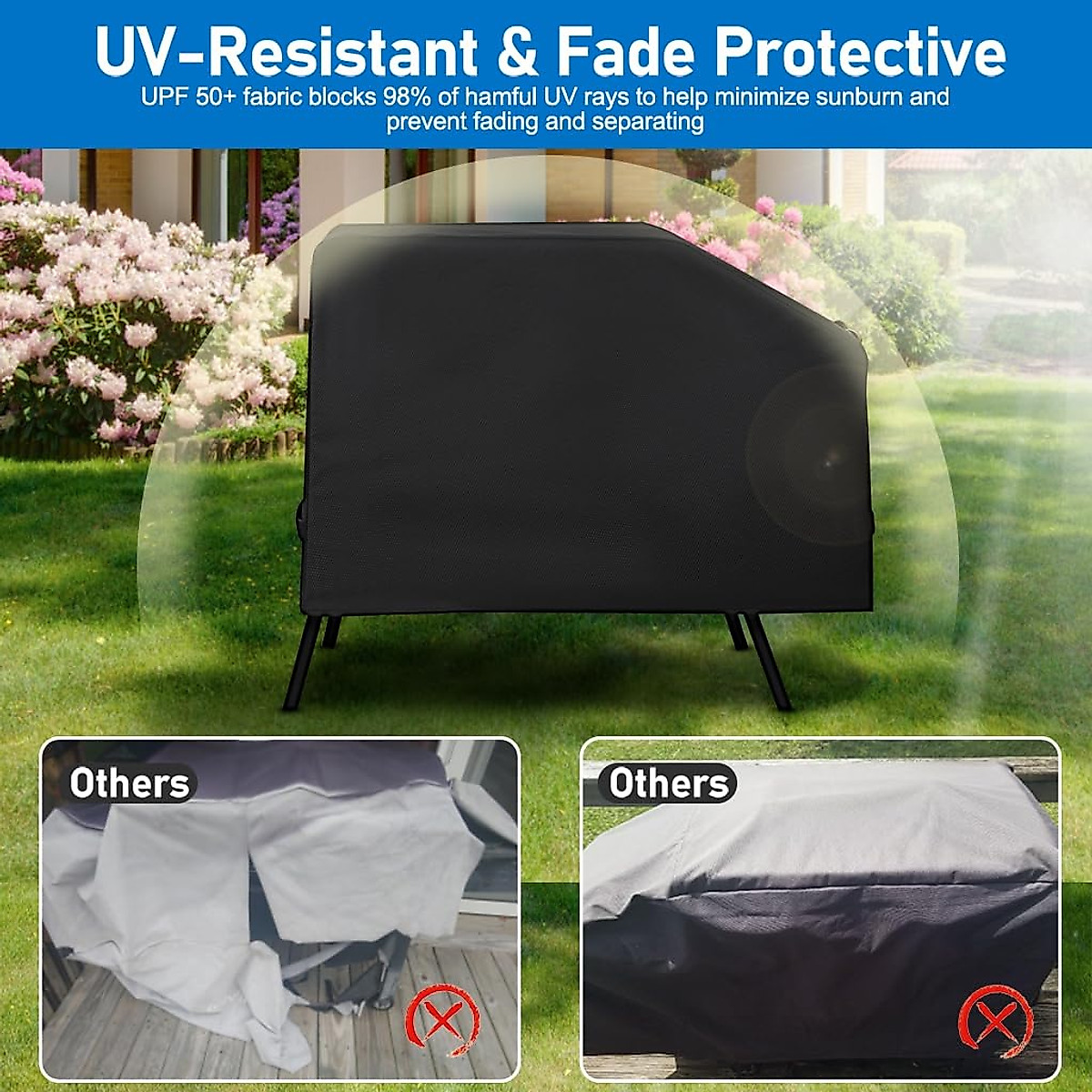 KINGLY Griddle Cover for Blackstone 22/17 Inch Griddle with Hood & Stand, Rip-Proof Heavy Duty, Waterproof UV & Fade Resistant, Velcro Strap & Air Vent