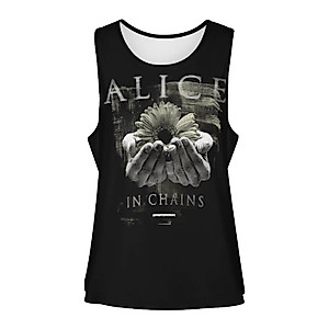 American Rock Alice Music in Chains Band Workout Tank Tops for Women,Women's Hawaiian Quick Dry Cool Sports Crewneck Sleeveless Undershirts Racerback Tank Tops Vest for Women XL White