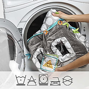 Boppy Preferred Shopping Cart and High Chair Cover with Storage Pouch, Gray Jumbo Dots with Changeable SlideLine Toy, Plush Minky Seat, 2-point Safety Belt, Wipeable and Machine Washable, 6-48 months