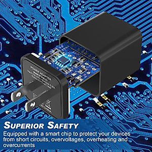 6Pack USB Wall Charger, iGENJUN 2.4A Phone Charger Dual USB Port Cube Power Plug Adapter Fast Wall Charger Block Compatible with iPhone 14/14 Pro/13/13 Pro, Samsung Galaxy, Pixel, LG, Android-Black