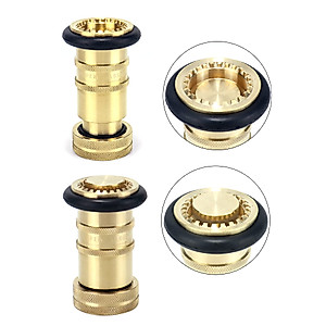 QWORK 1" NST/NH Brass Fire Hose Spray Nozzle, Heavy Duty Fire Equipment, Industrial Jet Fog Nozzle 36 gpm 100 psi