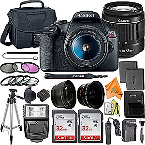 Canon EOS Rebel T7 DSLR Camera Bundle with EF-S 18-55mm f/3.5-5.6 Zoom Lens + ZeeTech Accessory Bundle + 2 Pack SanDisk 32GB Memory Card + Filter Kit + Flash + Tripod (Renewed)
