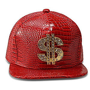 Hip Hop Hat,Flat-Brimmed Hat,Rock Cap,Adjustable Snapback Hat for Men and Women (red)