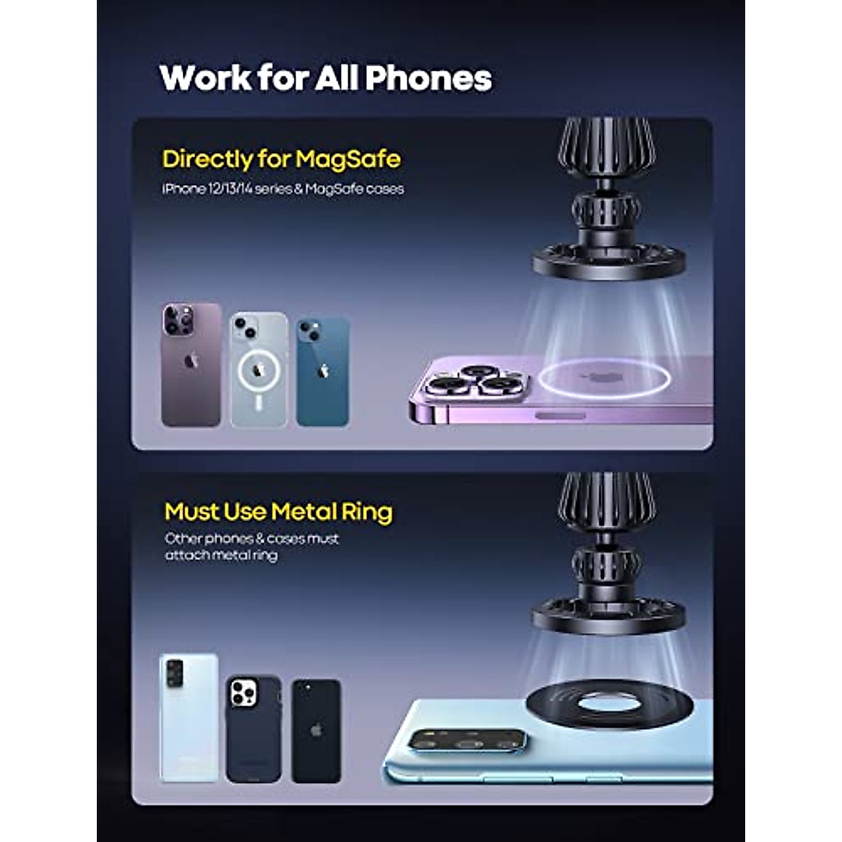 Lamicall Fits MagSafe Car Mount – [20 Super Magnets] Magnetic Car Phone Mount, Air Vent Cell Phone Holder Clip, MagSafe Accessories for iPhone 14 13 12 Pro Max Plus Mini & MagSafe Case & All Phones