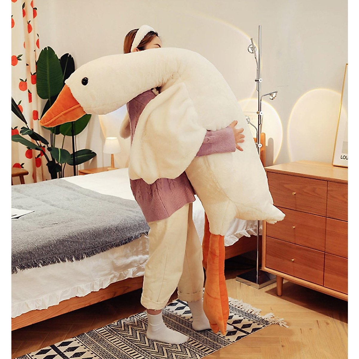 Bacmaze Goose Stuffed Animal Plush Pillow Big Duck Plushies Doll Cute Toy Goose Plush Xmas Gifts 20'' (19.7 inch, White Goose)