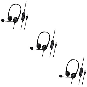 UKCOCO 3pcs Business Traffic Headset Earphones with mic Office Computer Headphone USB Headphones USB Headset with Microphone Noise Gaming Headphones with mic Student Sponge Wire Control