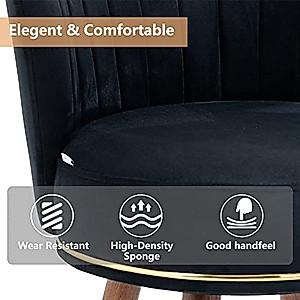 GNIXUU Bar Stools Set of 4, 360 Degree Swivel Barstools, Modern Upholstered Counter Height bar Stools with Back, 28 Inch Kitchen Island Bar Chair, Solid Wood Legs(Black)