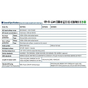 MEAN WELL [PowerNex] GST280A12-C6P 12V 21A AC/DC High Reliability Industrial Adaptor
