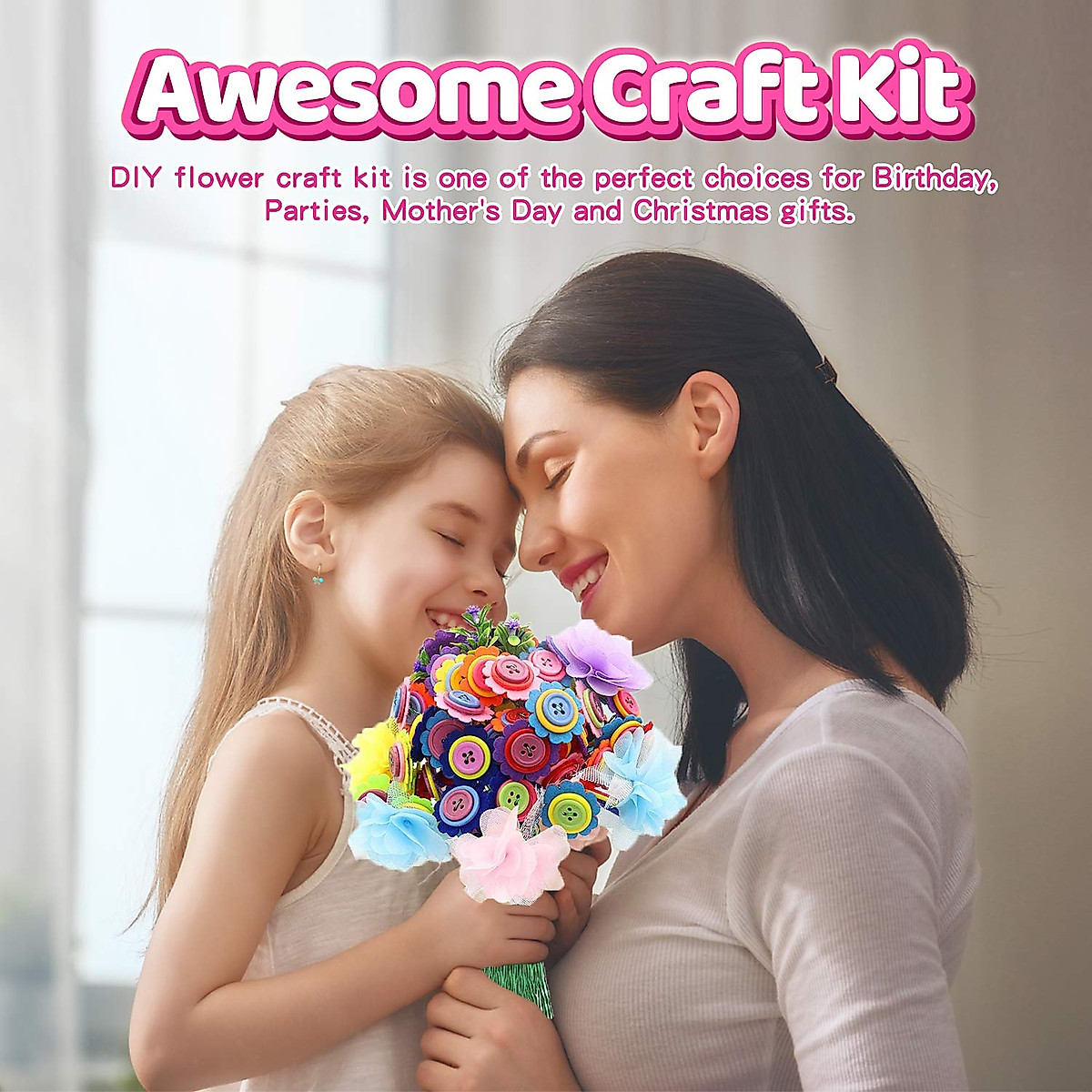 Wiseplz Flower Crafts Kit for Kids, 2 Packs Arts and Crafts for Kids Ages 3 -12 DIY Craft Project for Girls & Boys Art Supplies Sets for Kids Ages 5 -12 Year Old Birthday Gifts for Girls