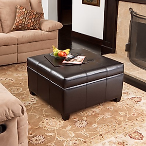 Christopher Knight Home Richmond Bonded Leather Storage Ottoman, Espresso