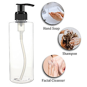 BPFY 12 Pack 8 oz Plastic Pump Dispenser Bottles for Massage Oil, Shampoo, Lotions, Body Wash Pump Bottles, Cream Refillable Containers with Pump, 2 Funnel, 18 Chalk Labels