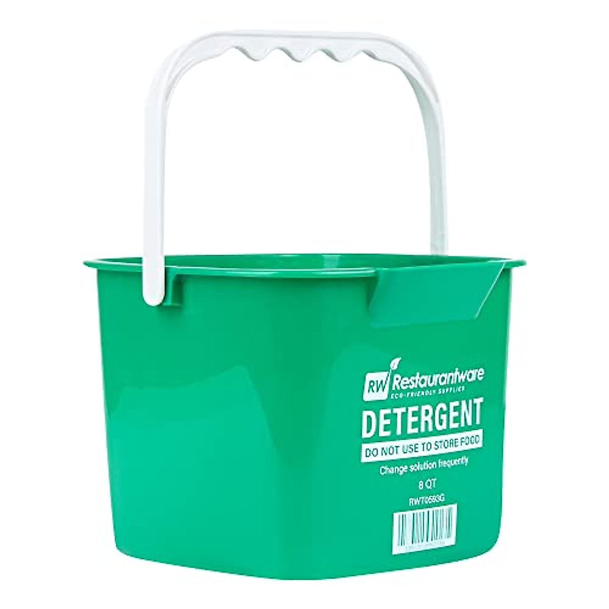 Restaurantware-RW Clean 8 Quart Cleaning Bucket, 1 Detergent Square Bucket - With Measurements, Built-In Spout And Handle, Green Plastic Utility Bucket, For Home Or Commercial Use,